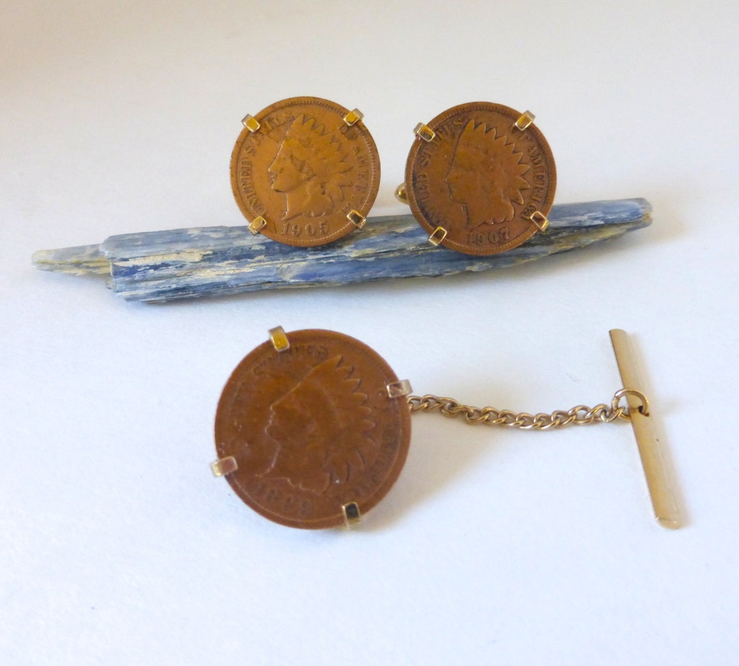 Vintage Men's Swank 1960's Copper Coin Indian Head Penny 1899 Cufflink ...