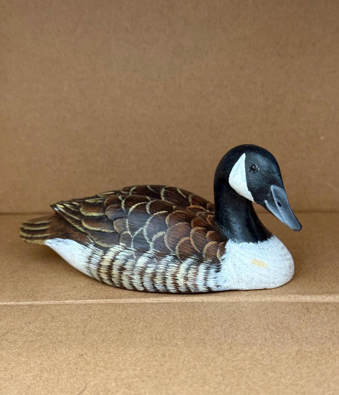 Vintage Handmade Carved Wood Canadian Goose Fowl 4" Bird Figurine ...