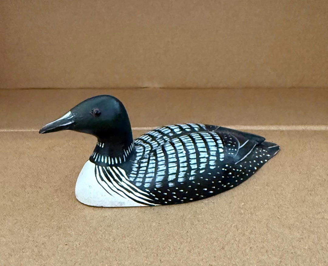 Vintage Handmade Carved Wood Loon Fowl 4" Bird Figurine Carylle’s - Etsy