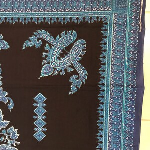 Vintage Cotton Handprinted Fabric Rivatex Eldoret Blue Teal Black ...