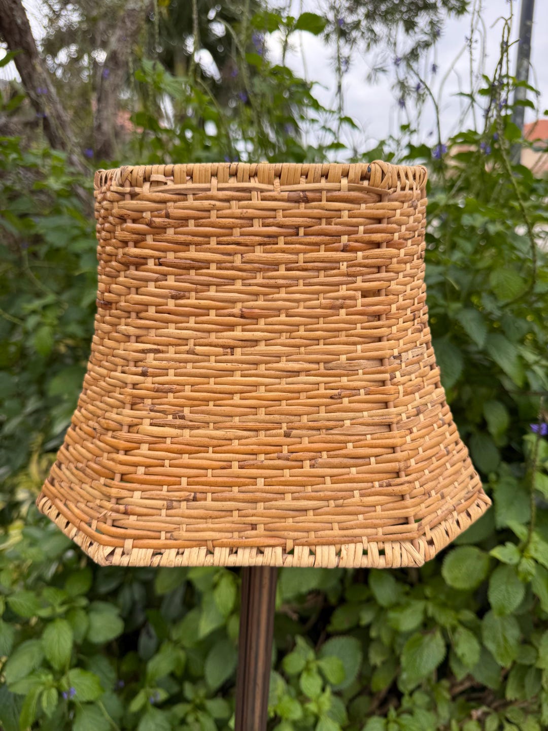 Medium Rattan Wicker Metal Frame Lamp Shade Lampshade Vintage Lighting ...