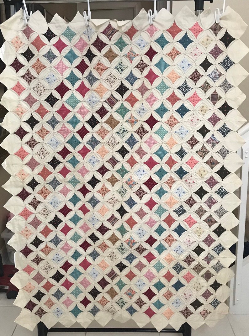 Handmade Lap Quilt Table Centerpiece Farmhouse Decor Vintage Linens 58 ...