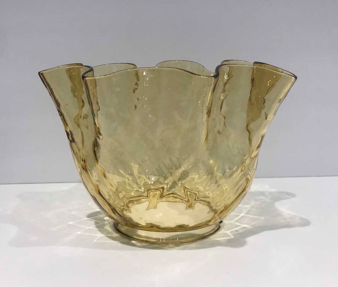 Vintage Wavy Amber Glass Lamp Shade Retro Lampshade Stiffel - Etsy