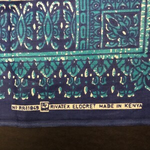 Vintage Cotton Handprinted Fabric Rivatex Eldoret Blue Teal Black ...