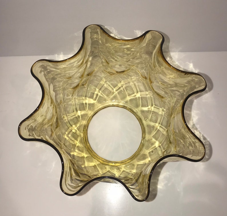 Vintage Wavy Amber Glass Lamp Shade Retro Lampshade Stiffel Floor Lamp ...