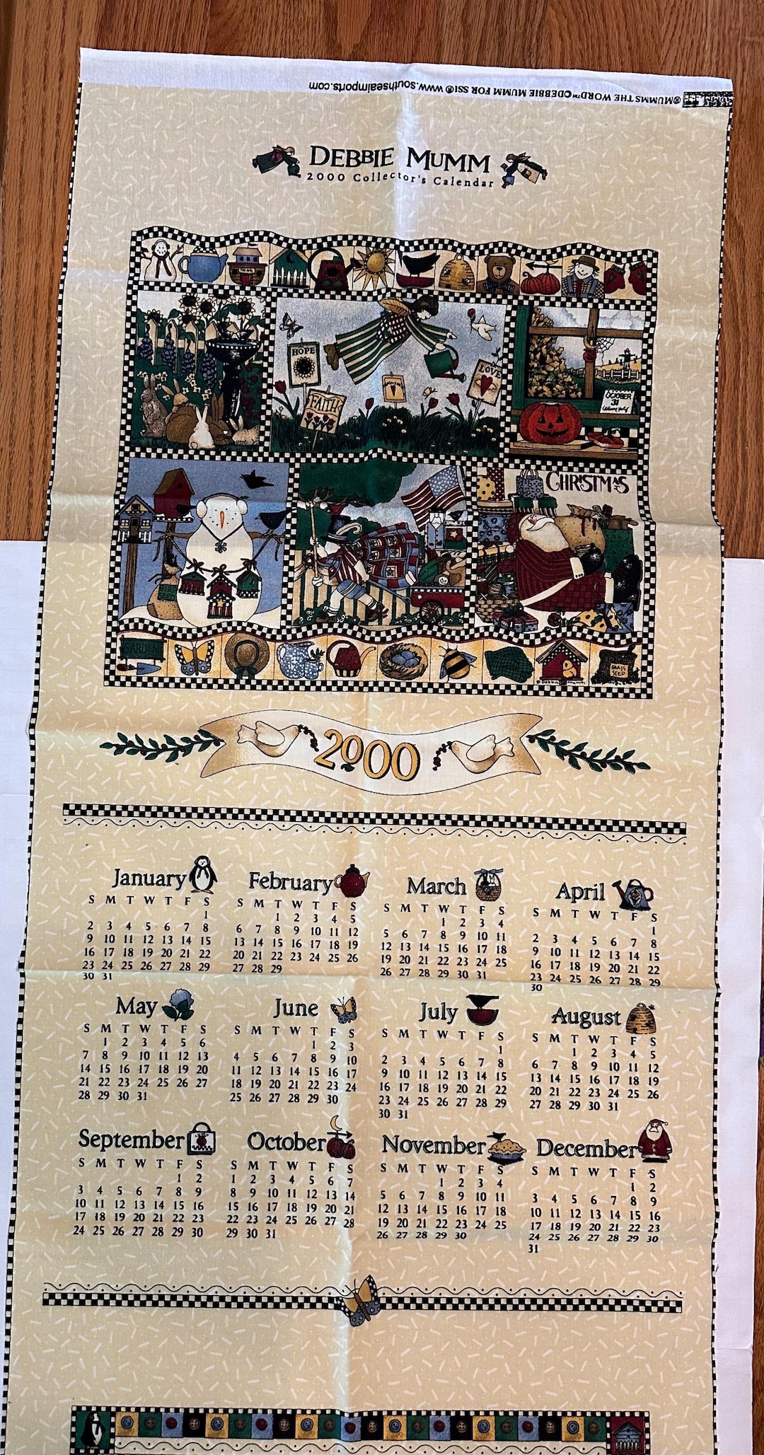 Debbie Mumm 2000 Collector’s Calendar Cotton Fabric Panel 16 X 45 ...