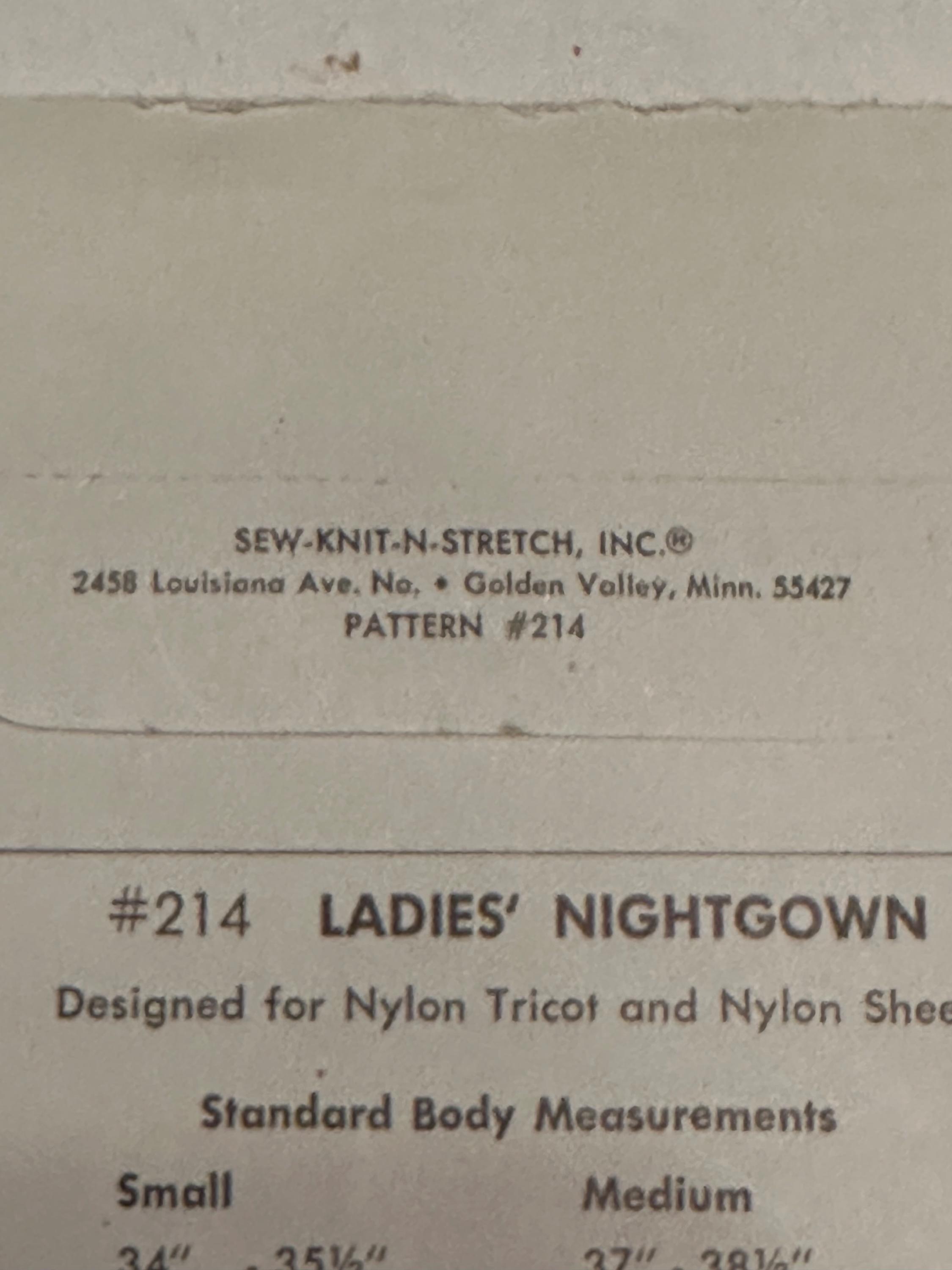 Kwik Sew Ladies Nightgown Pattern 214 A Line Small to Large Unopened ...