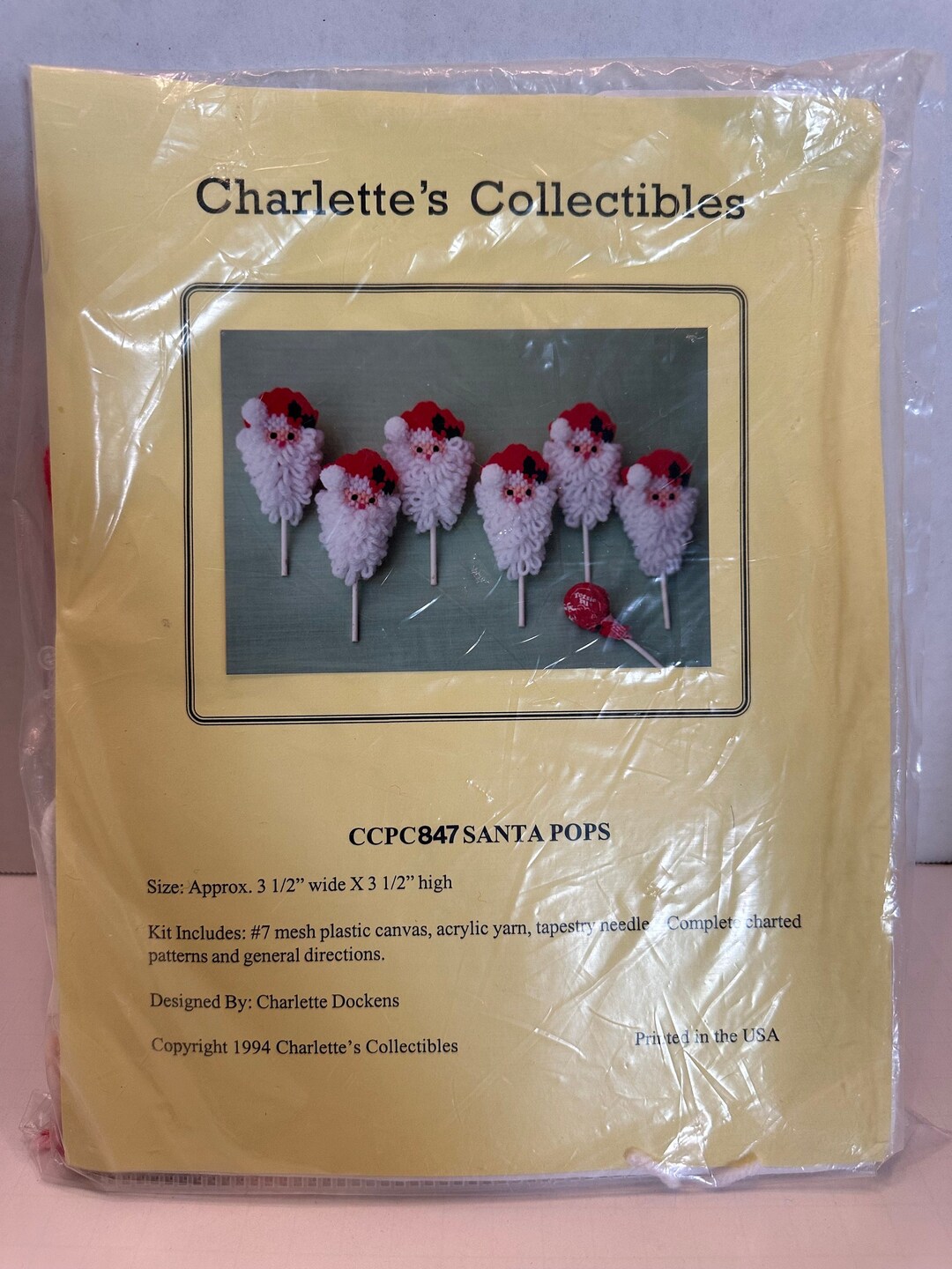 NOS Santa Pops Plastic Canvas Christmas Needlepoint Candy Covers ...