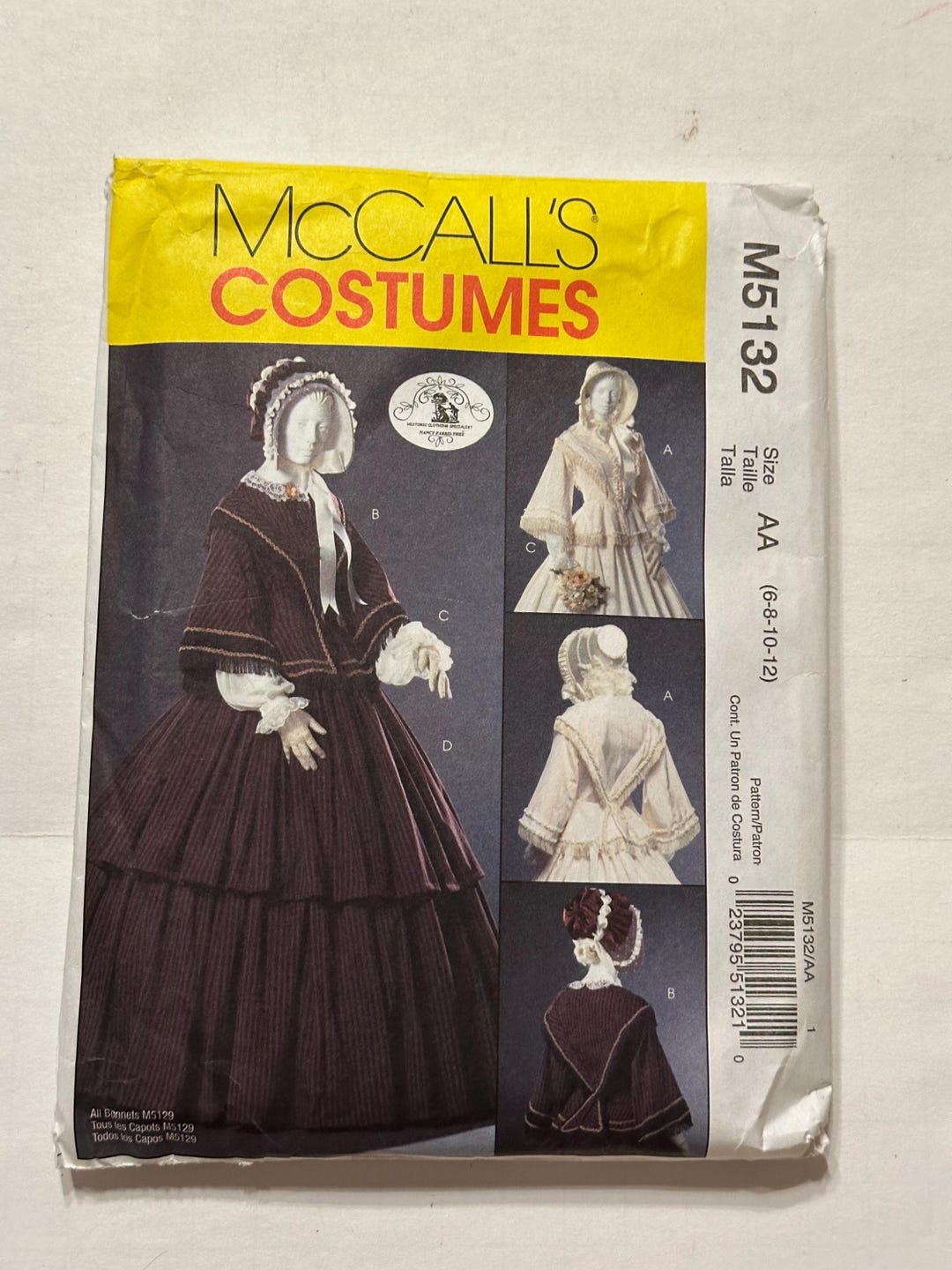 Mccalls Historic Civil War Era Sewing Pattern Uncut Costume Size 6 -10 ...