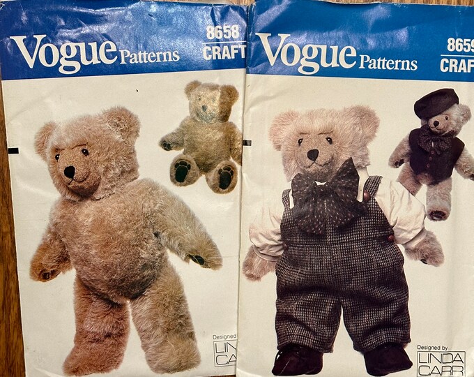 Vogue Teddy Bear and Clothes Pattern Vintage Uncut 8658 8659 - Etsy