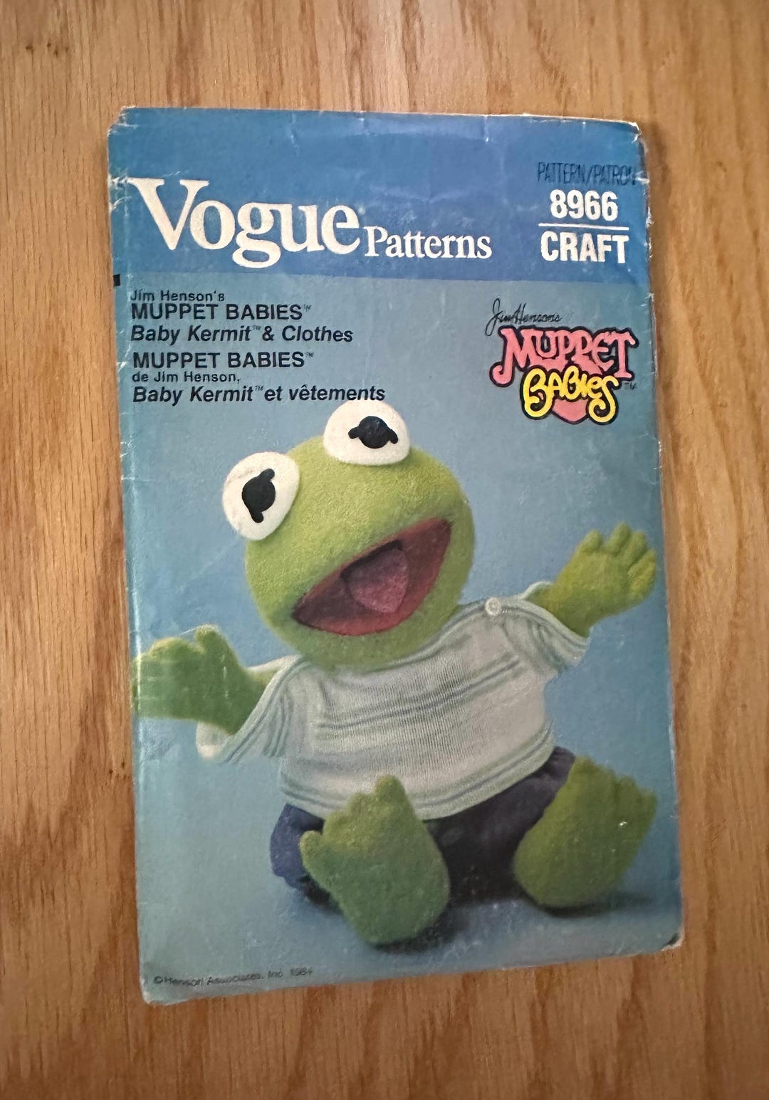 Vogue Pattern Jim Henson Muppet Babies Kermit Doll Stuffed Animal and ...