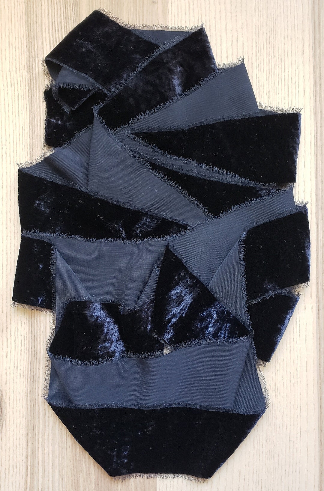 Midnight Blue Silk Velvet Ribbon; Bridal Bouquet, Invitations; Hand ...