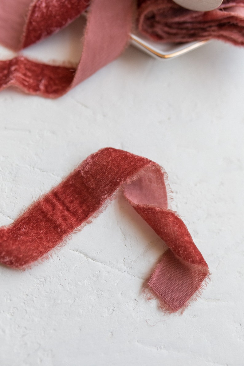 Terracotta Silk Velvet Ribbon Bridal Bouquet invitations | Etsy