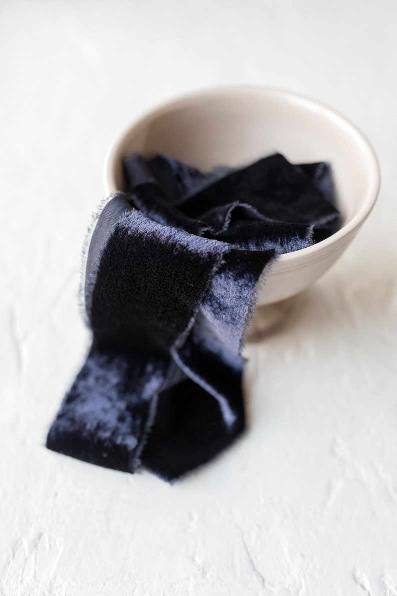 Midnight Blue Silk Velvet Ribbon Bridal Bouquet Invitations - Etsy