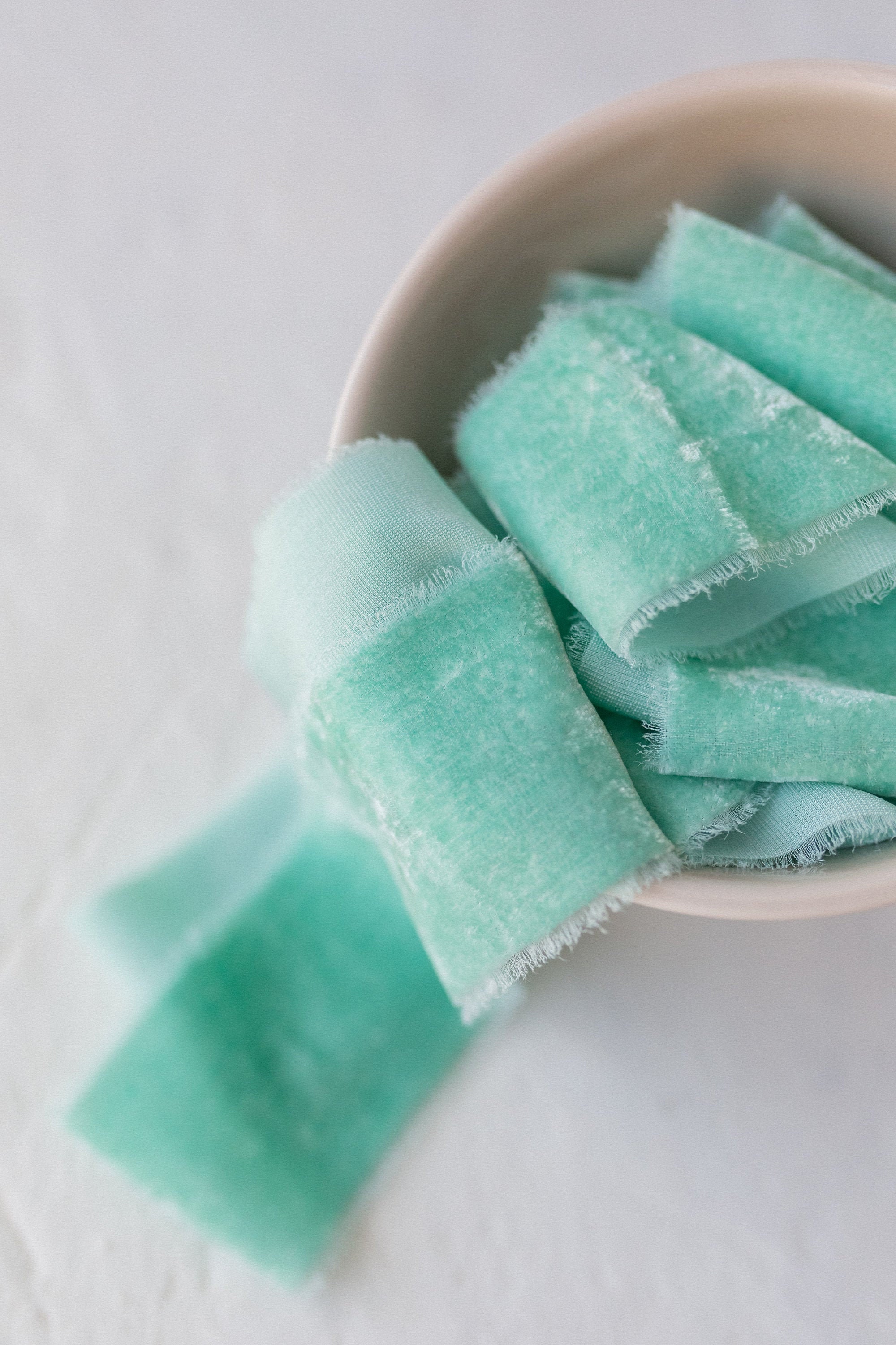 Seafoam Green Silk Velvet Ribbon Bridal Bouquet invitations | Etsy