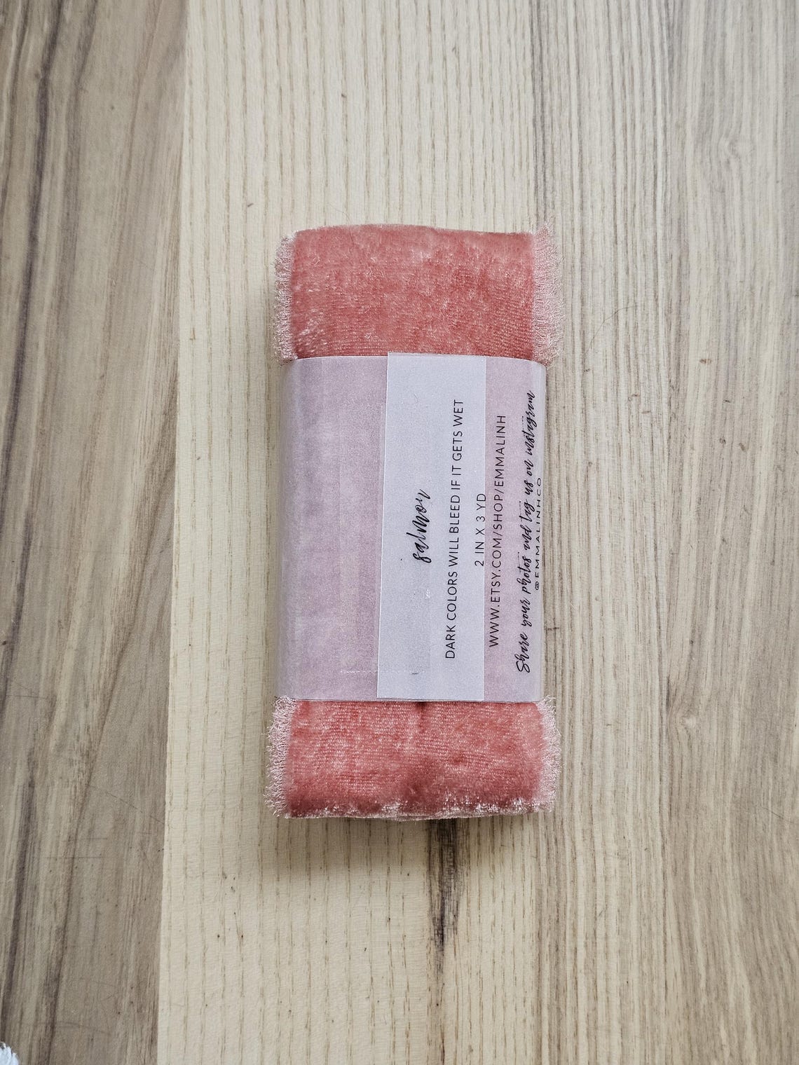 Salmon Silk Velvet Ribbon; Bridal Bouquet, Invitations, Wedding; Hand ...