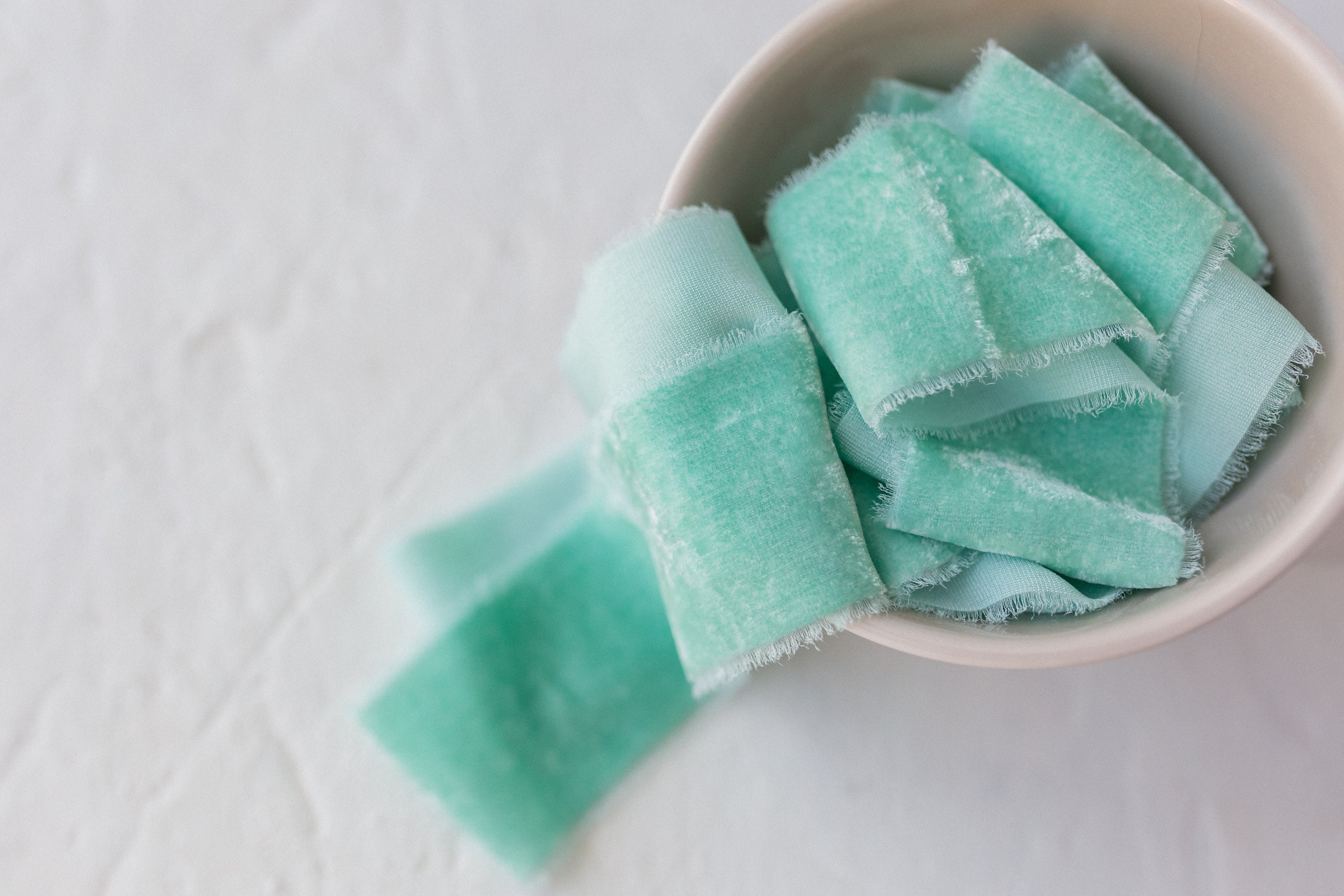 Seafoam Green Silk Velvet Ribbon Bridal Bouquet invitations | Etsy