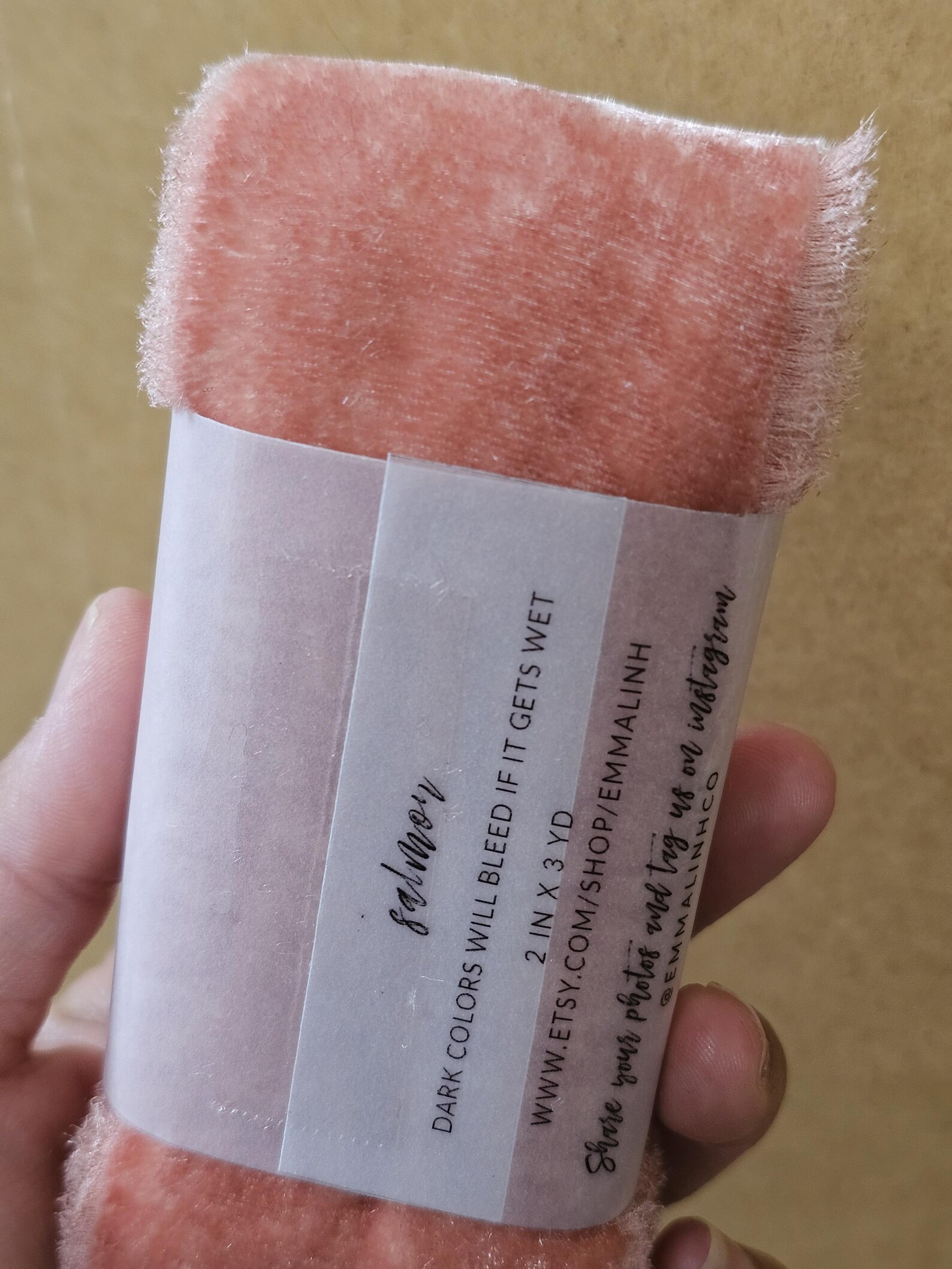 Salmon Silk Velvet Ribbon; Bridal Bouquet, Invitations, Wedding; Hand ...