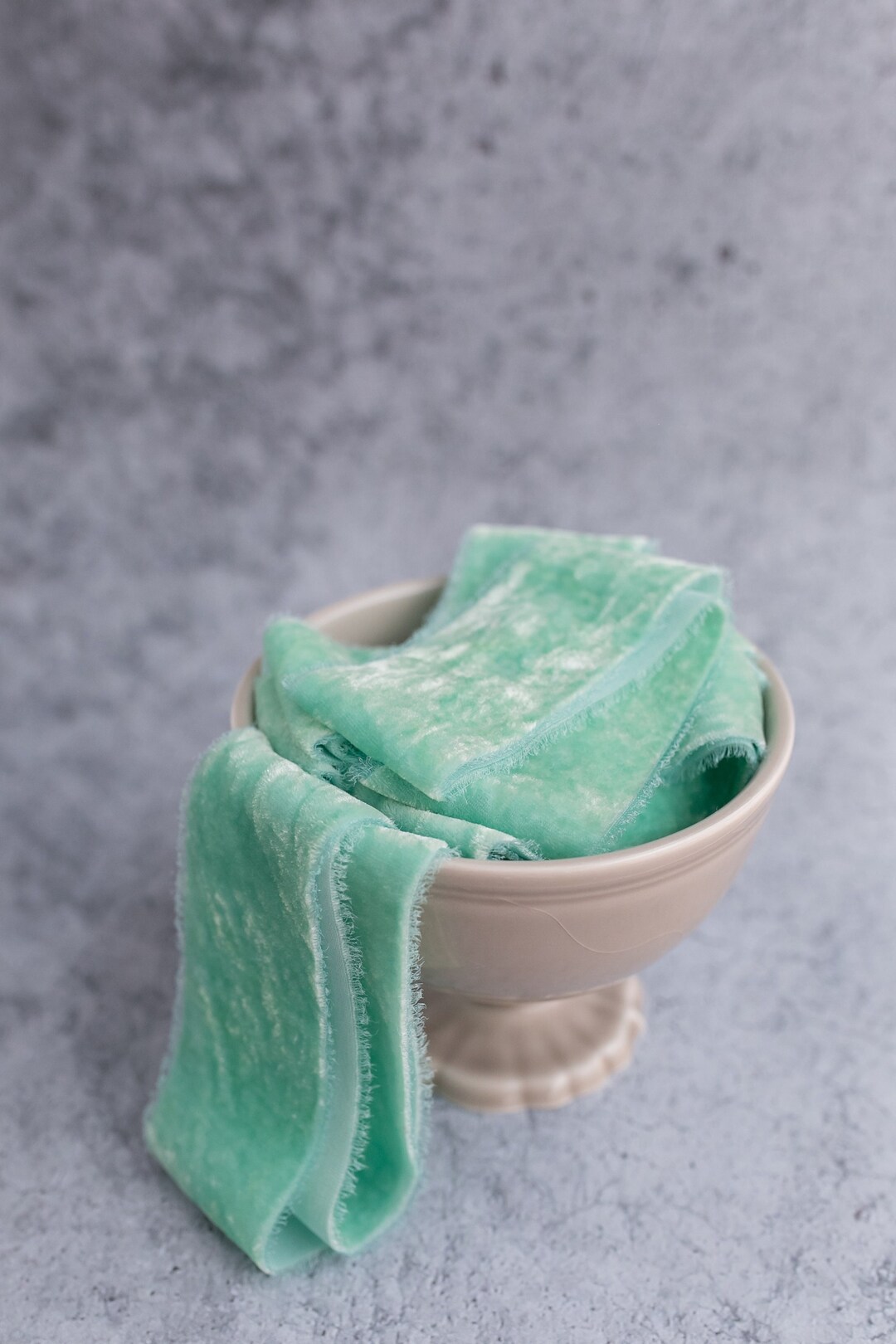 Seafoam Green Silk Velvet Ribbon; Bridal Bouquet, Invitations; Hand ...