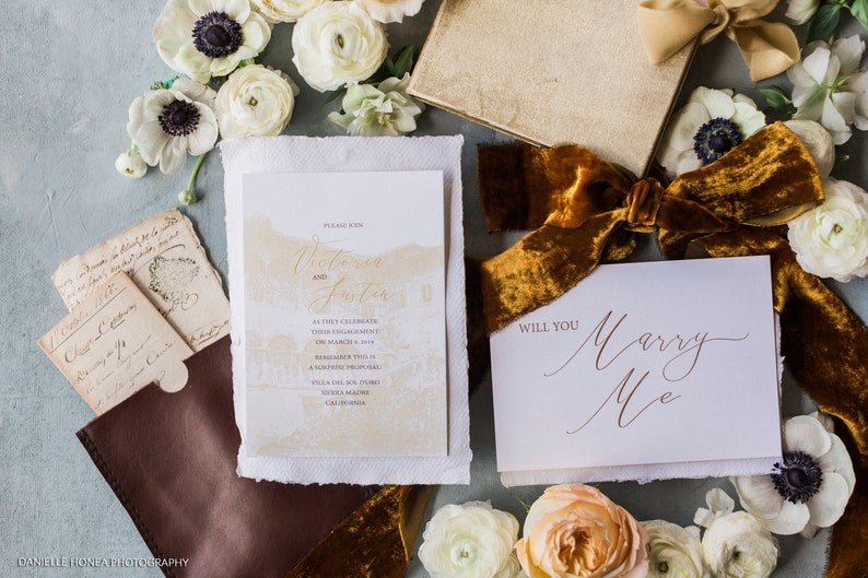 Vintage Gold Velvet Ribbon Silk Bridal Bouquet Invitations - Etsy