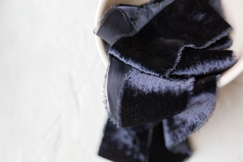 Midnight Blue Silk Velvet Ribbon Bridal Bouquet Invitations - Etsy