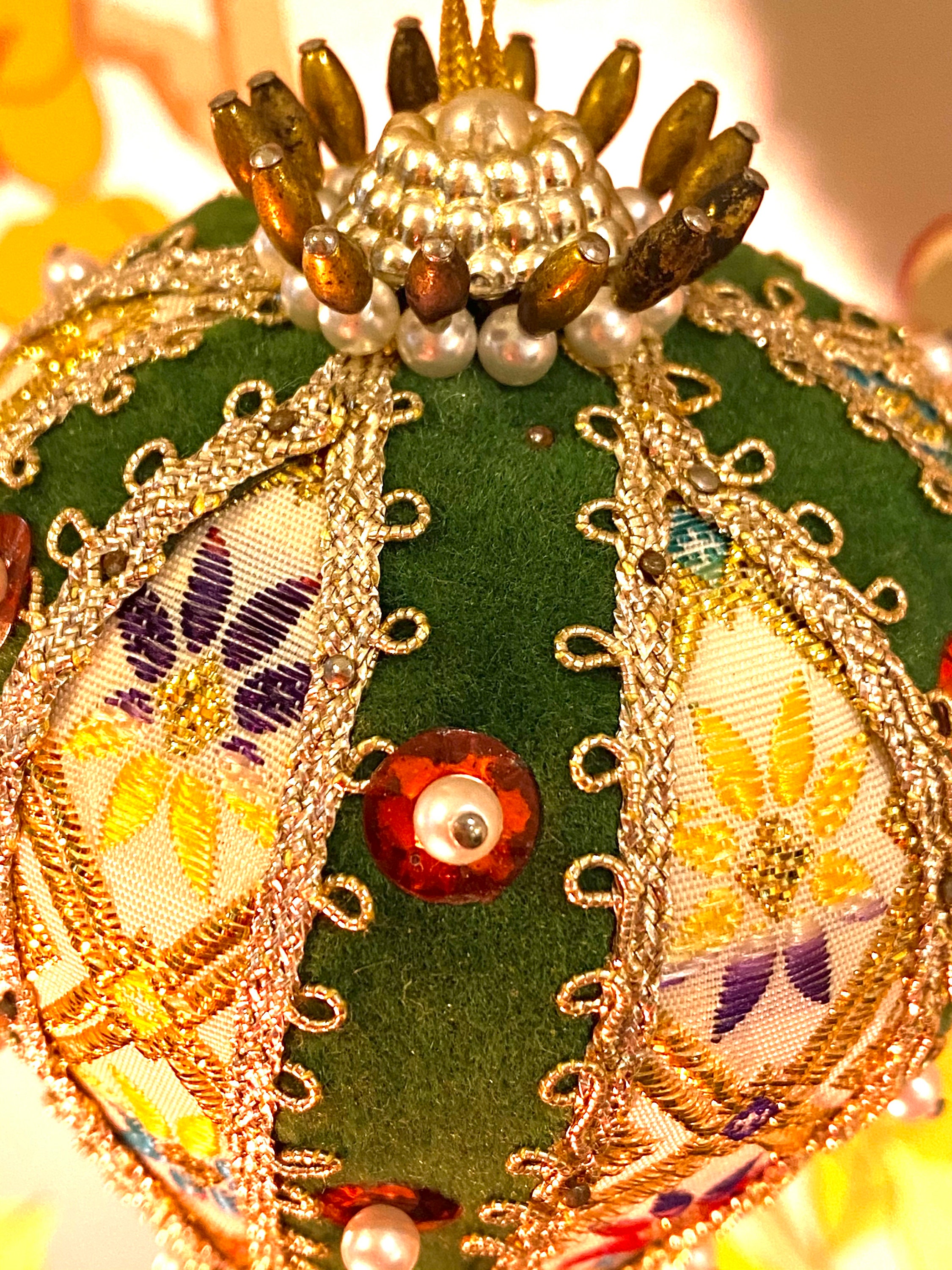 Vintage Sequin Ornaments-set of 3-handmade Sequin Ornaments-victorian ...