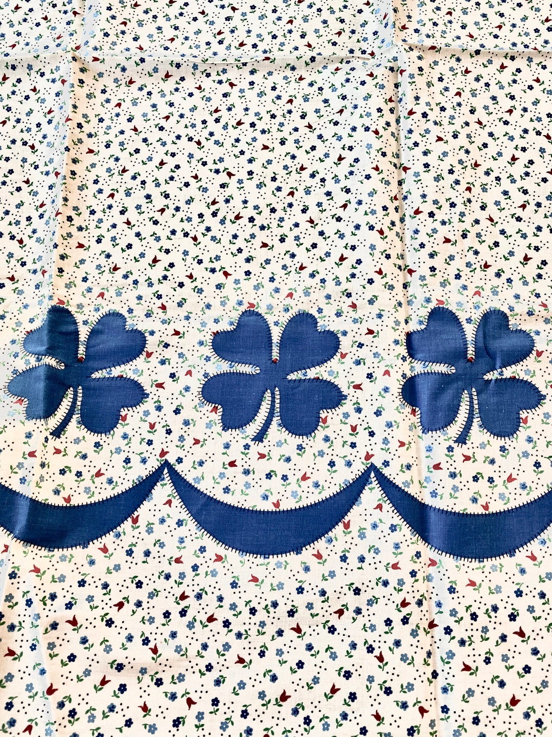 36 Wide-1 Yd 1940s-50s Border Print-blue Flowers-red - Etsy