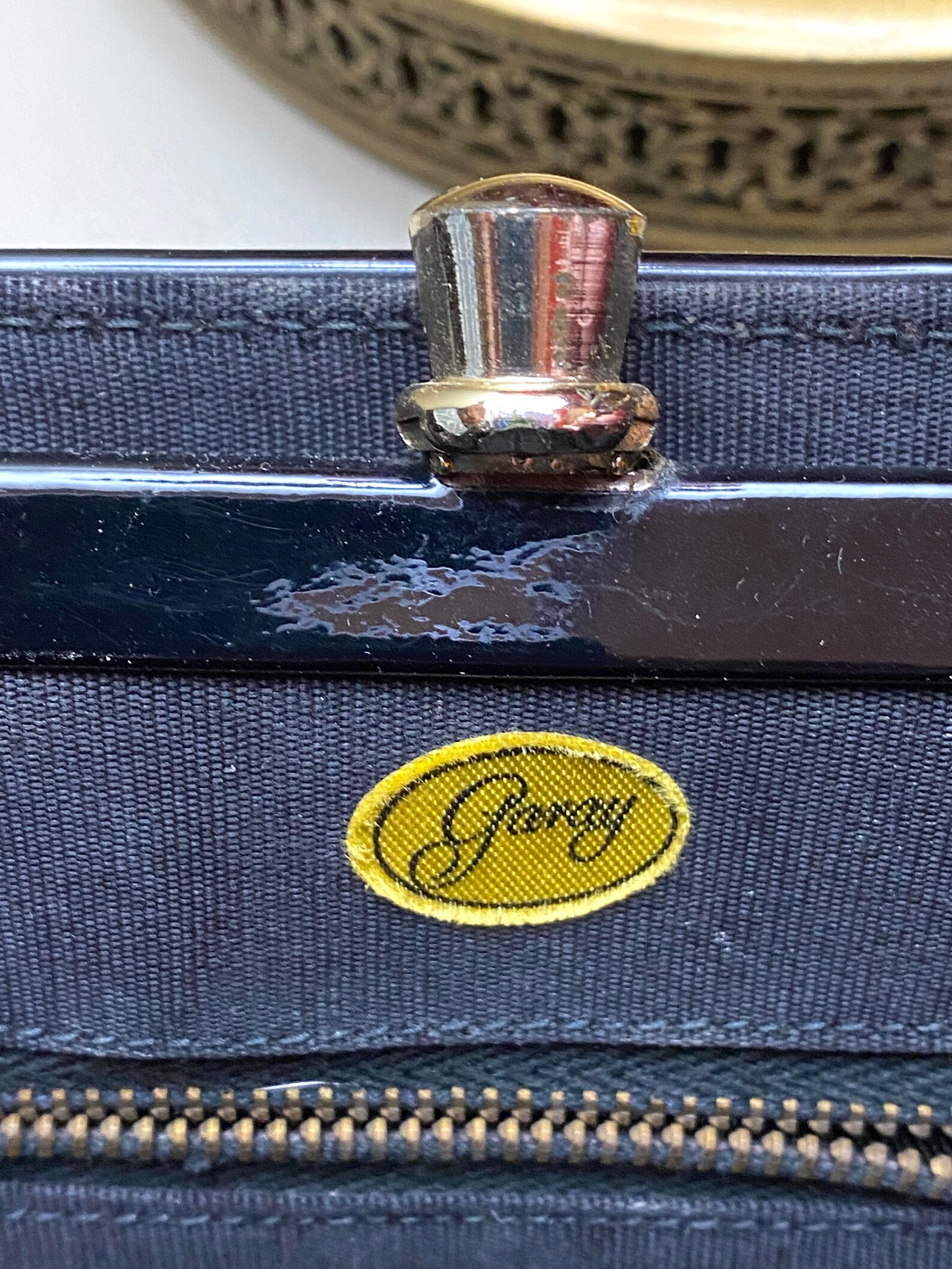 1960s Patent Leather Bag With Amber Chain Handle-garay - Etsy