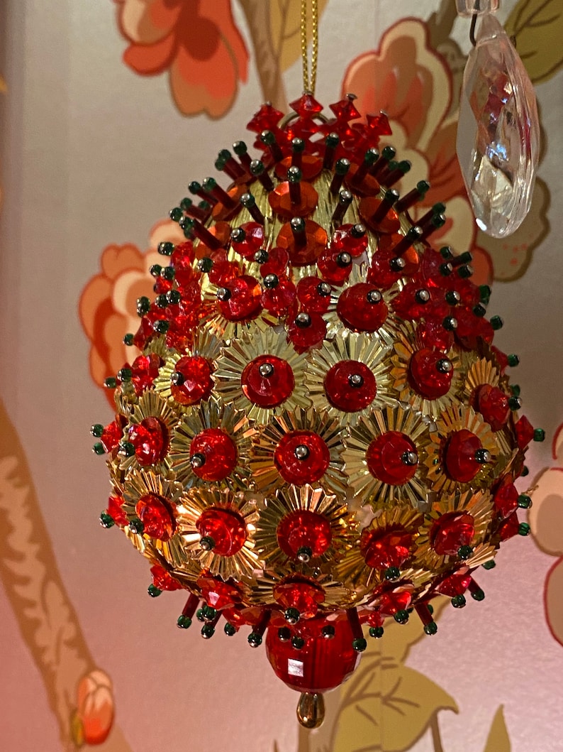 Vintage Sequin Ornaments-set of 3-handmade Sequin Ornaments-victorian ...