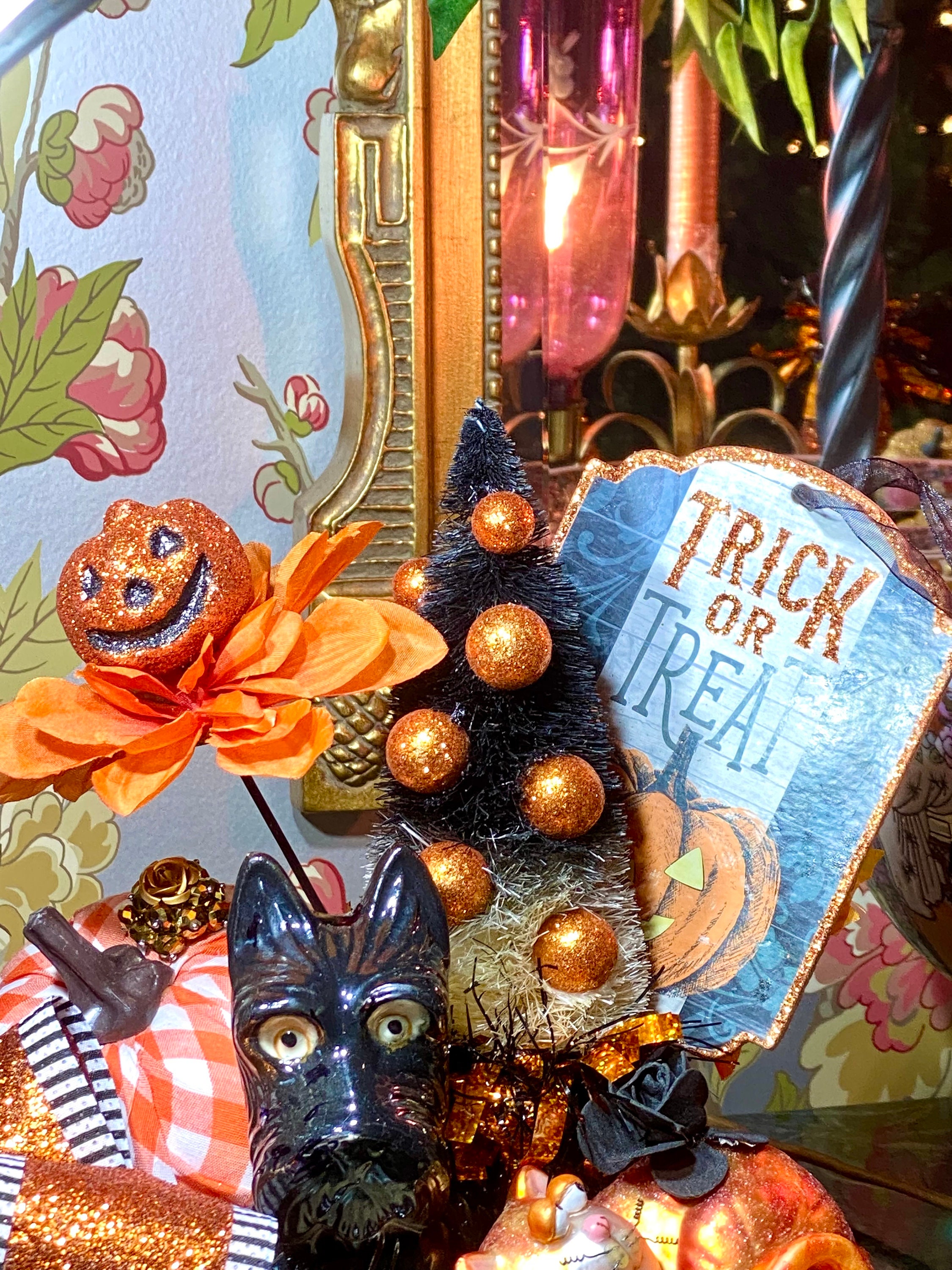 Vintage Halloween Centerpiece With a Scary 1950s Black Scottie Vase ...