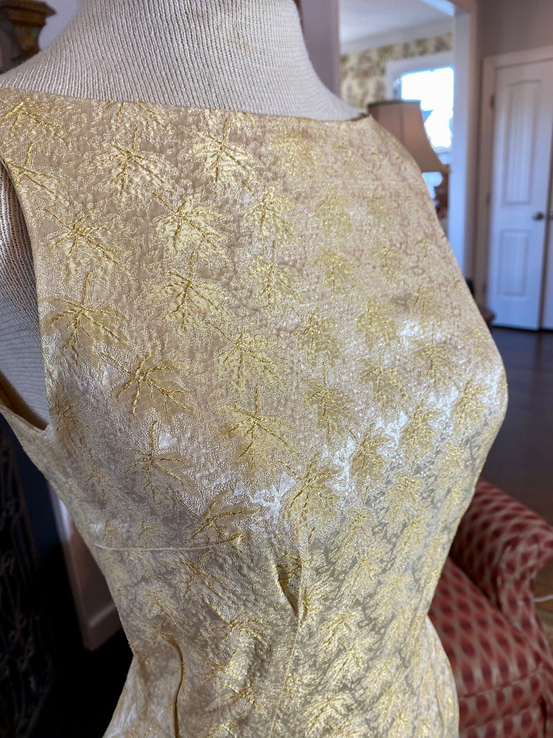 Vintage 1960s Gold Brocade Prom Dress-metallic Gold Thread - Etsy