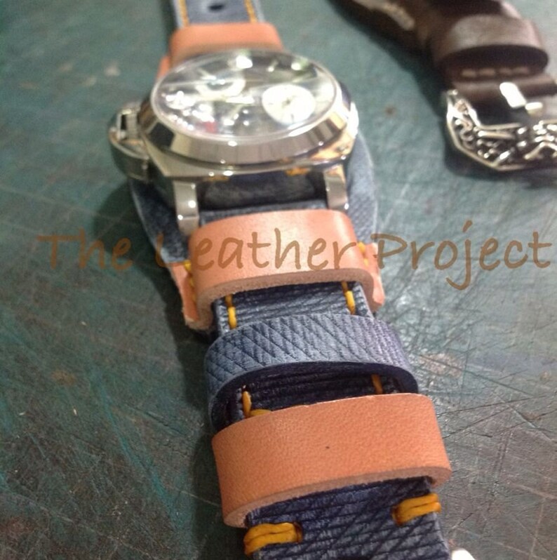 Handmade Color Paint Blue Jeans Leather Bund Watch Strap Band - Etsy