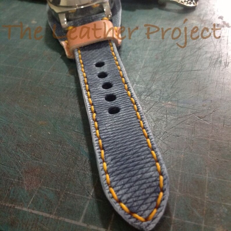 Handmade Color Paint Blue Jeans Leather Bund Watch Strap Band - Etsy
