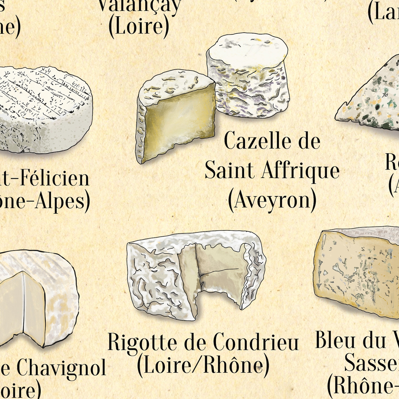 Vintage FRENCH Cheese Print, Food Art, Farmhouse Wall Art, Kitchen ...