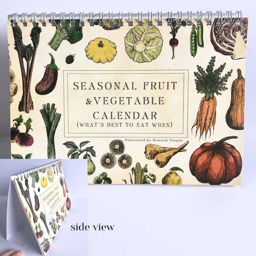 Fruit and Vegetable Desk Calendar, (UK Version) Perpetual Monthly ...