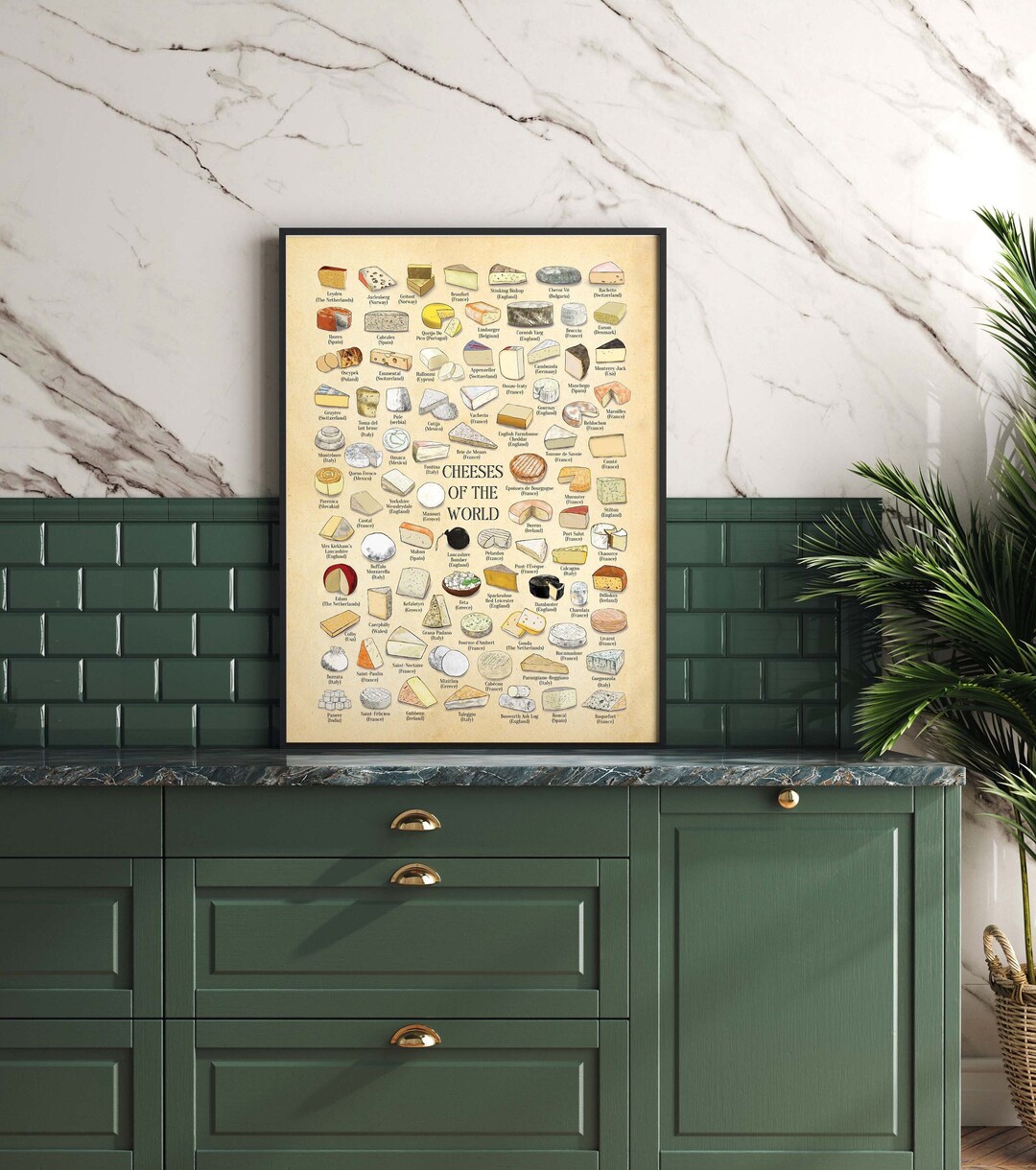 Cheese of the World Poster, Kitchen Decoration, Cheese Knowledge Poster ...