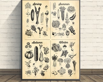 Fruit and Vegetables Poster | Etsy