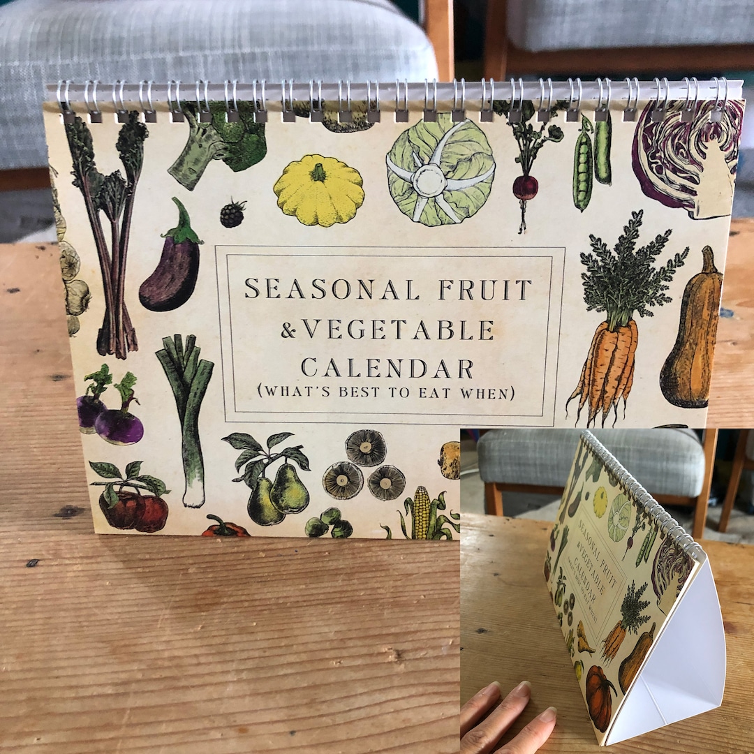 Fruit and Vegetable Desk Calendar, (UK Version) Monthly Calendar ...