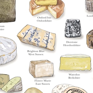 BRITISH Cheese Poster, Cheese Art, Vintage Cheese, Food Lover ...