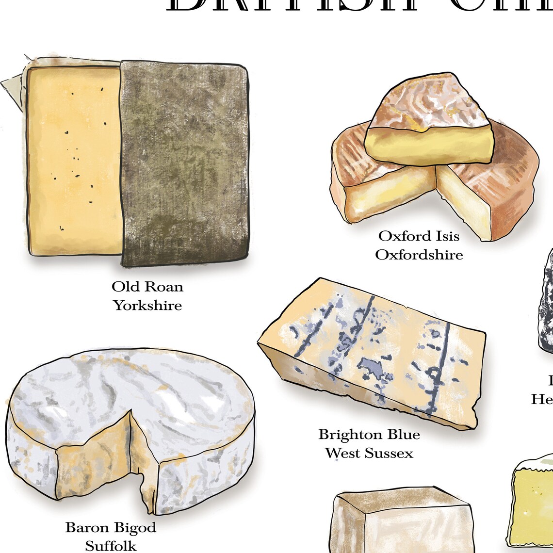 BRITISH Cheese Poster, Cheese Art, Vintage Cheese, Food Lover ...