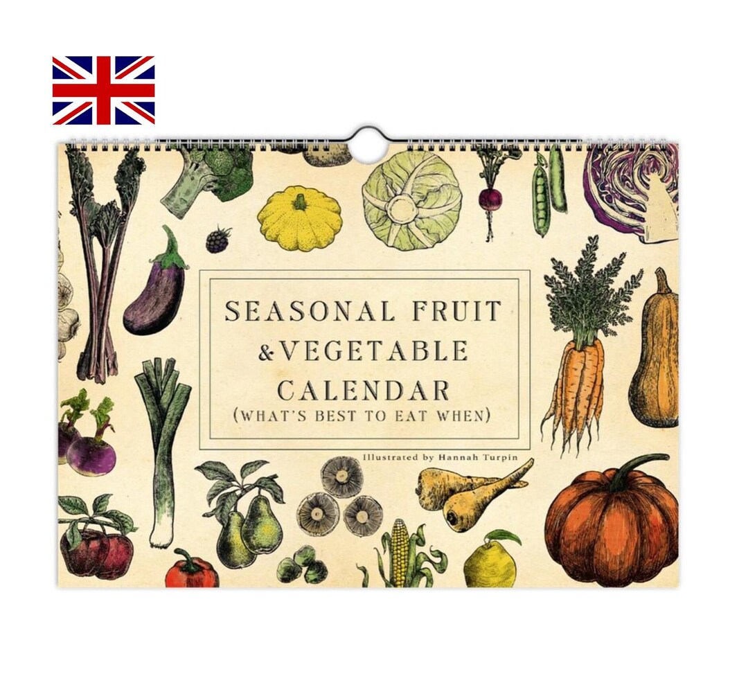 UK Seasonal Calendar, A4 (dateless) Fruit and Vegetable Wall Calendar ...
