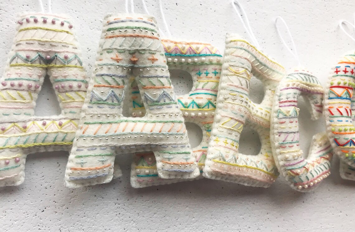 Handmade Aztec Beaded Felt Letter Personalised Christmas | Etsy
