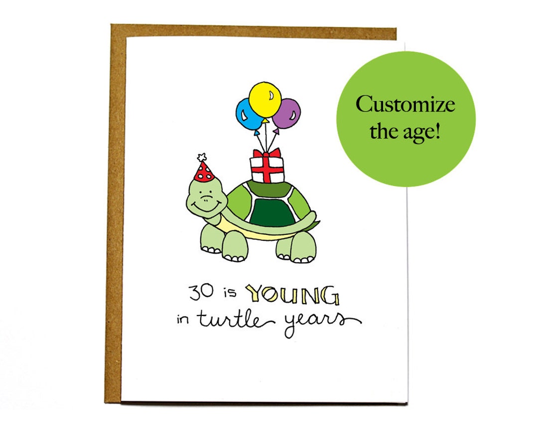 Funny Turtle Birthday Card Custom Personalized - Etsy