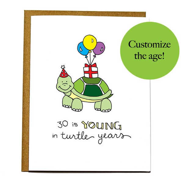 Turtle Birthday Card - Etsy