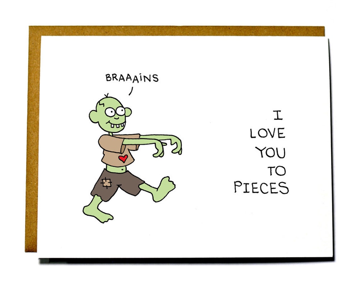 Funny Valentine's Day Card Zombie I Love You to Pieces - Etsy