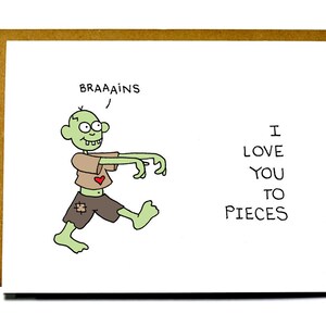 Funny Valentine's Day Card Zombie I Love You to Pieces - Etsy