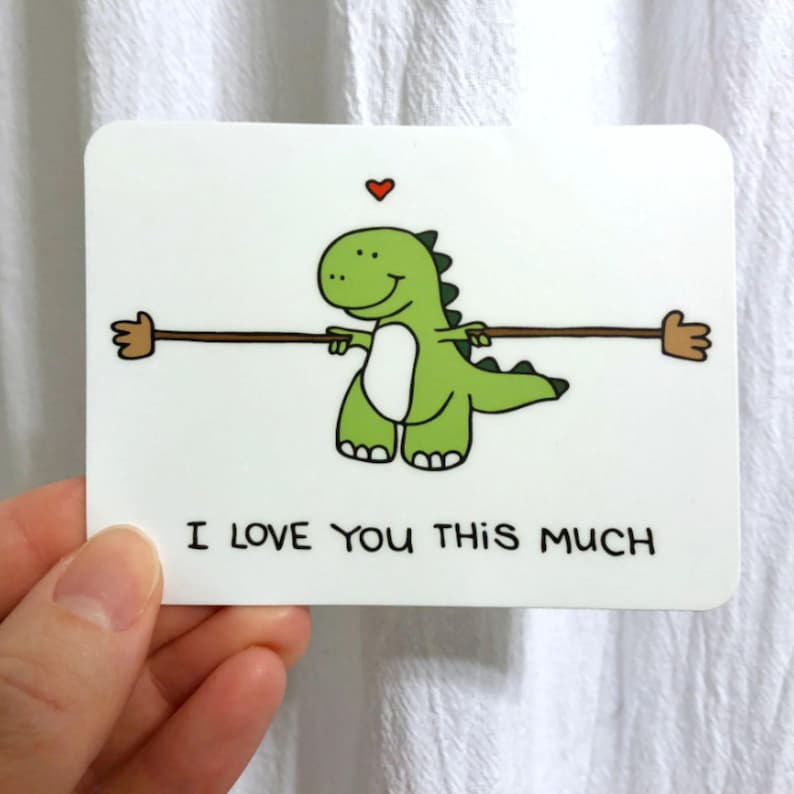 Dinosaur "i Love You This Much" 4"x3" Sticker - Etsy