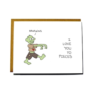 Funny Valentine's Day Card - Zombie I Love You to Pieces Card - Etsy