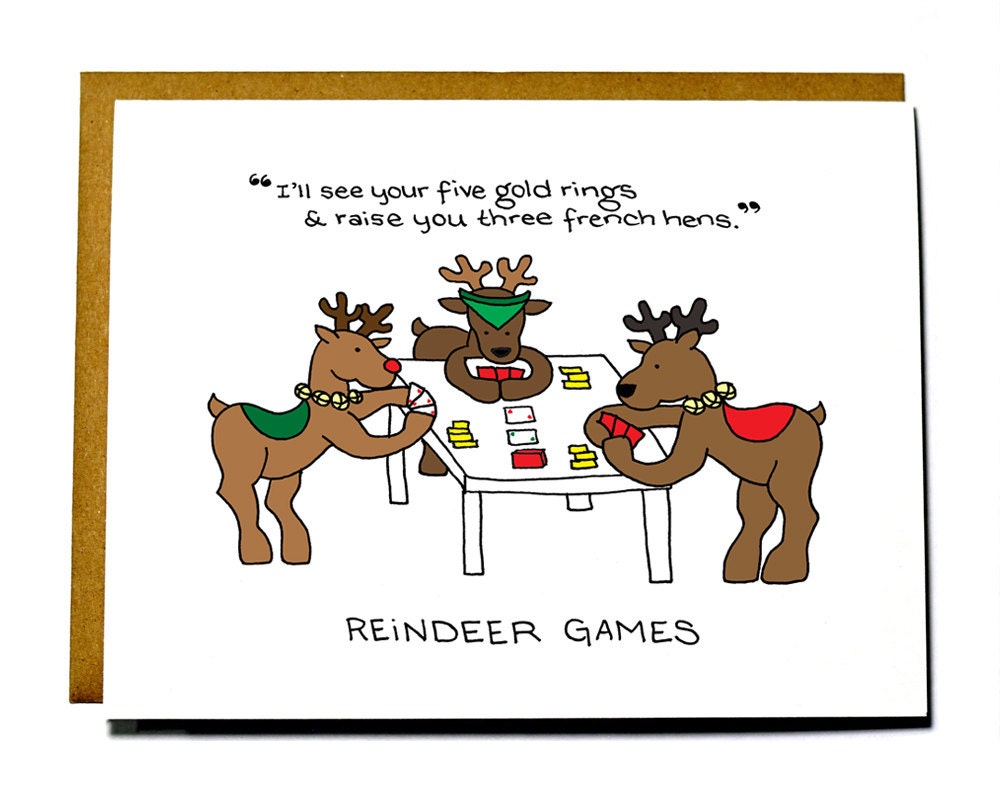 Funny Reindeer Games Christmas Card - Etsy