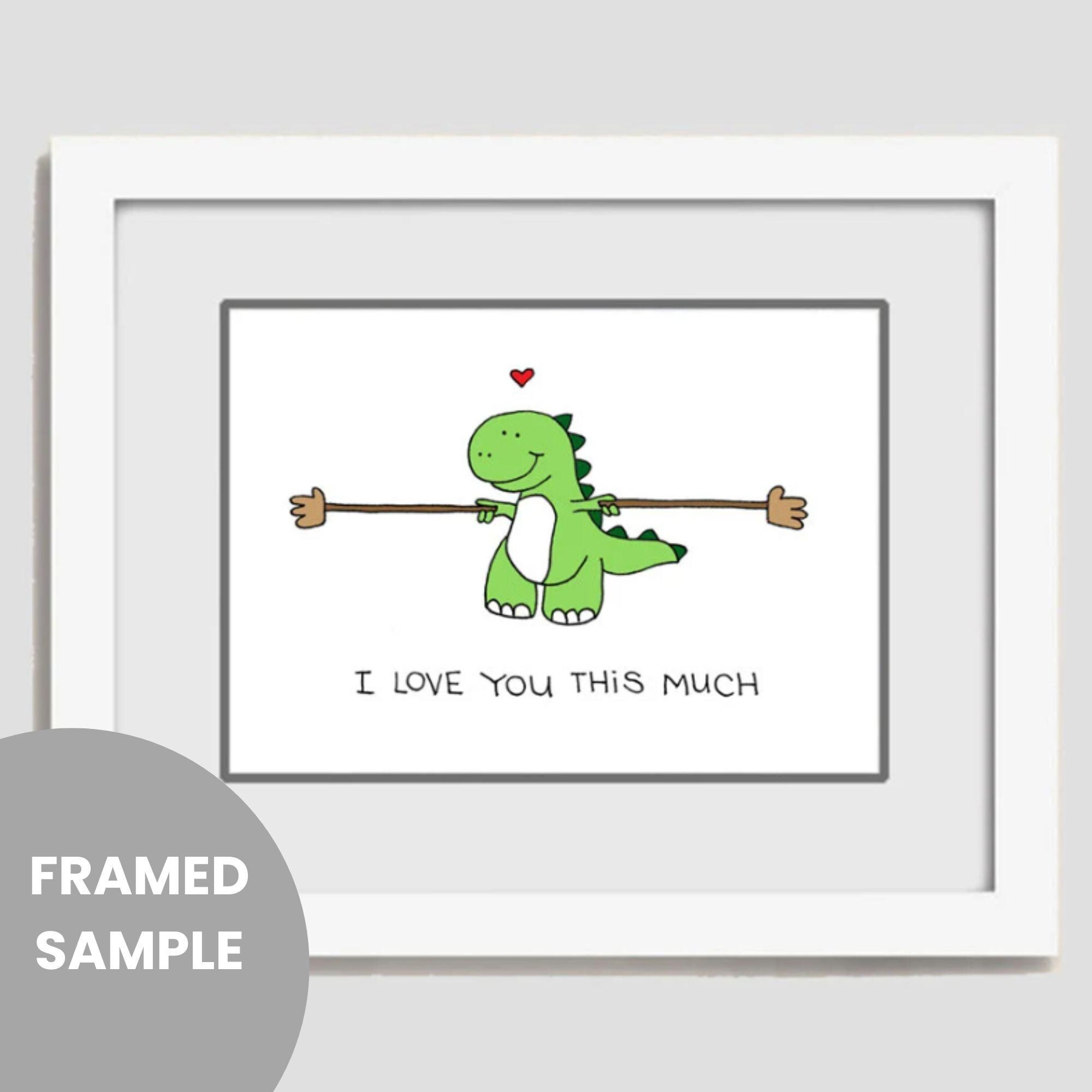 T-rex, Dinosaur I Love You This Much Print, 5x7 Print, Children's Art ...